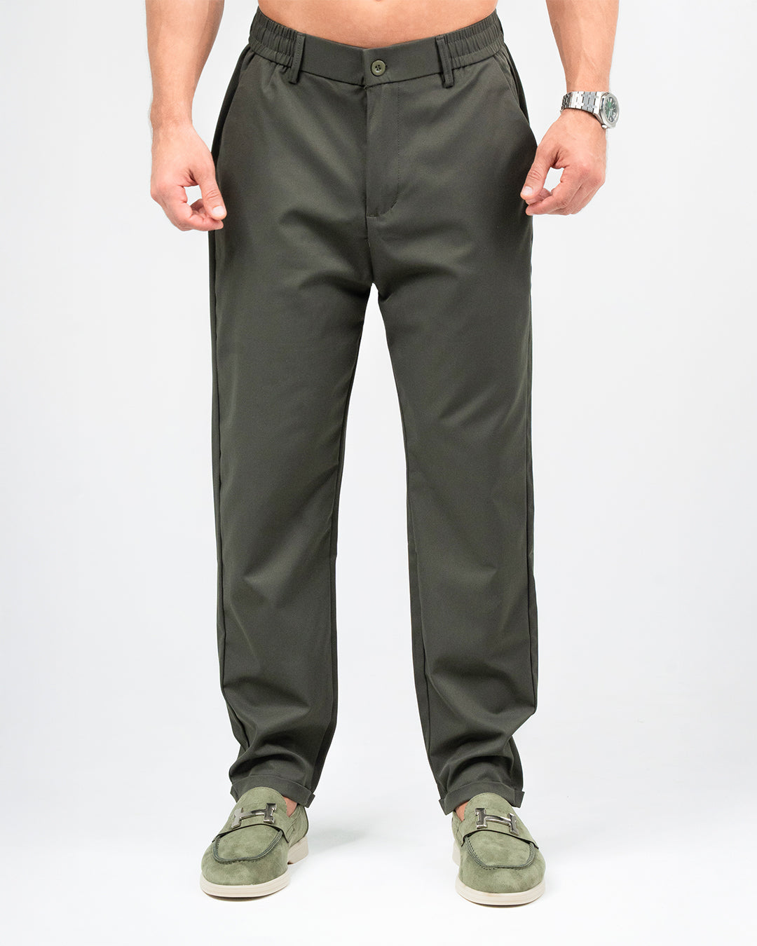 Men’s Olive Green Casual Pants – Zapped