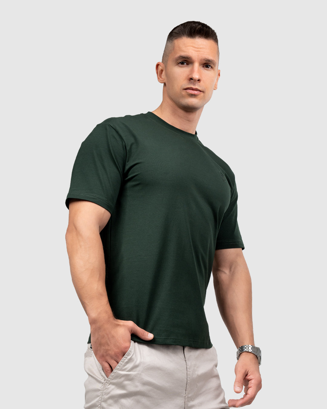 Men’s Army Green Crew Neck T-Shirt – Zapped