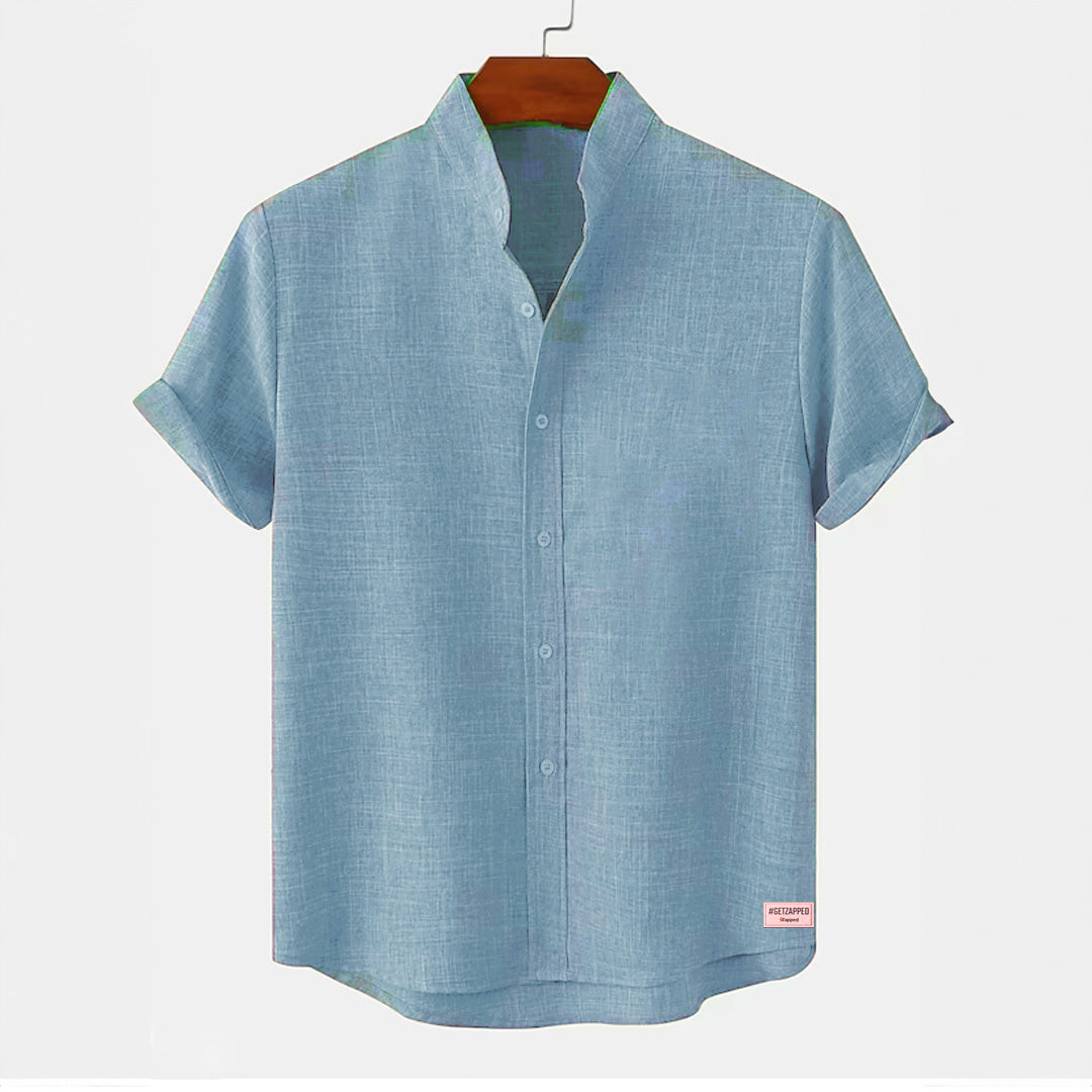 Blue Ban collar full patti shirt